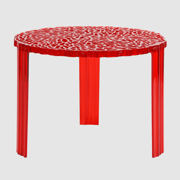 T-Table, side table high, 44cm height, transparent, red - Home Sweet Home